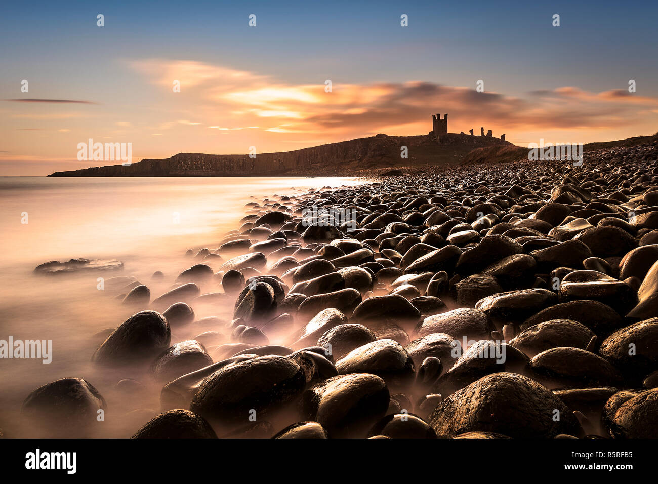 Dunstanburgh Castle, Embleton Beach, Northumberland. UK. GB. Europe ...