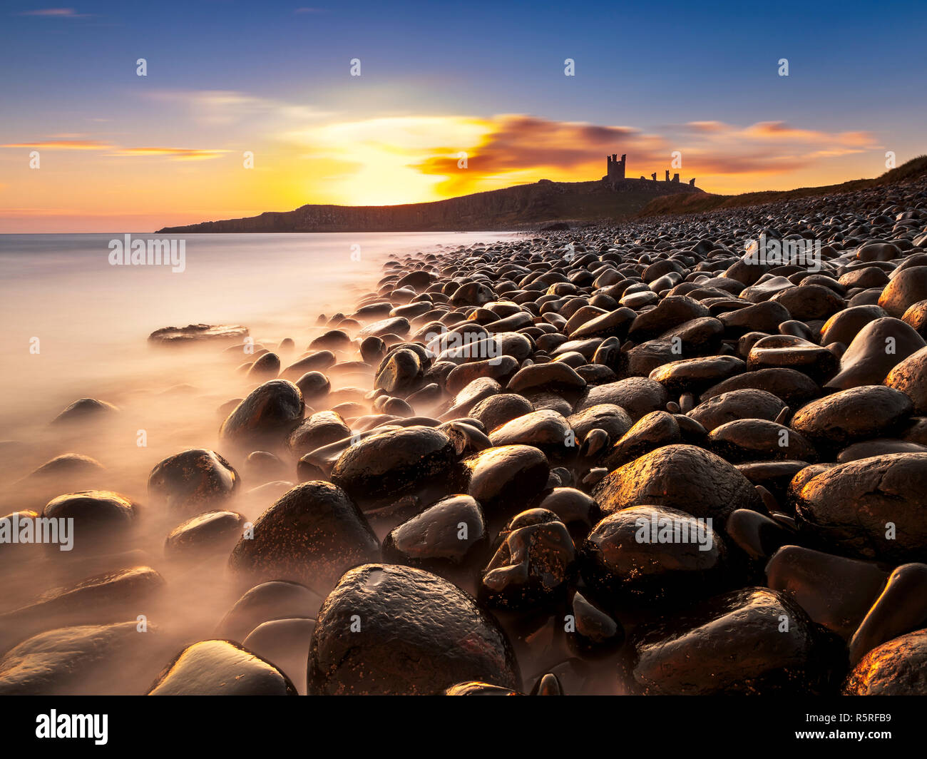 Dunstanburgh Castle, Embleton Beach, Northumberland. UK. GB. Europe ...