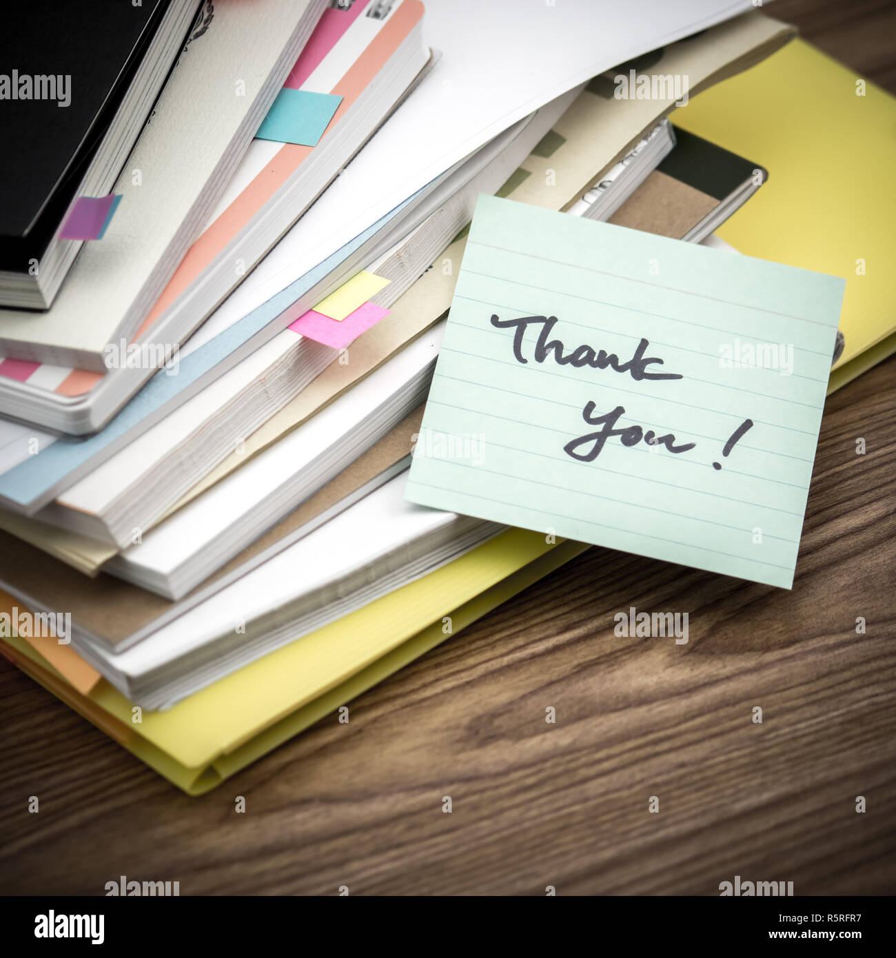 Thank You The Pile of Business Documents on the Desk Stock Photo - Alamy