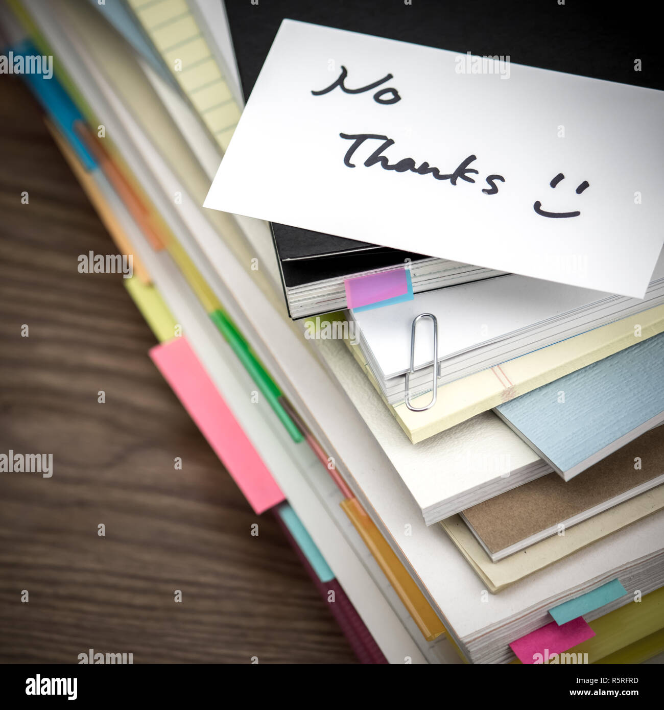 No Thanks The Pile of Business Documents on the Desk Stock Photo - Alamy