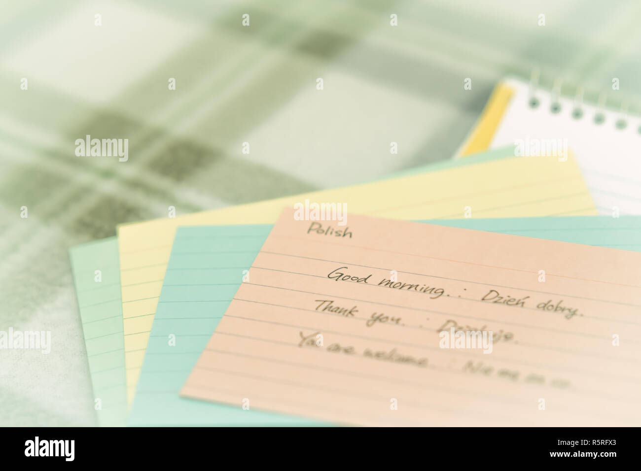 Polish Learning New Language Writing Greetings on the Notebook Stock ...