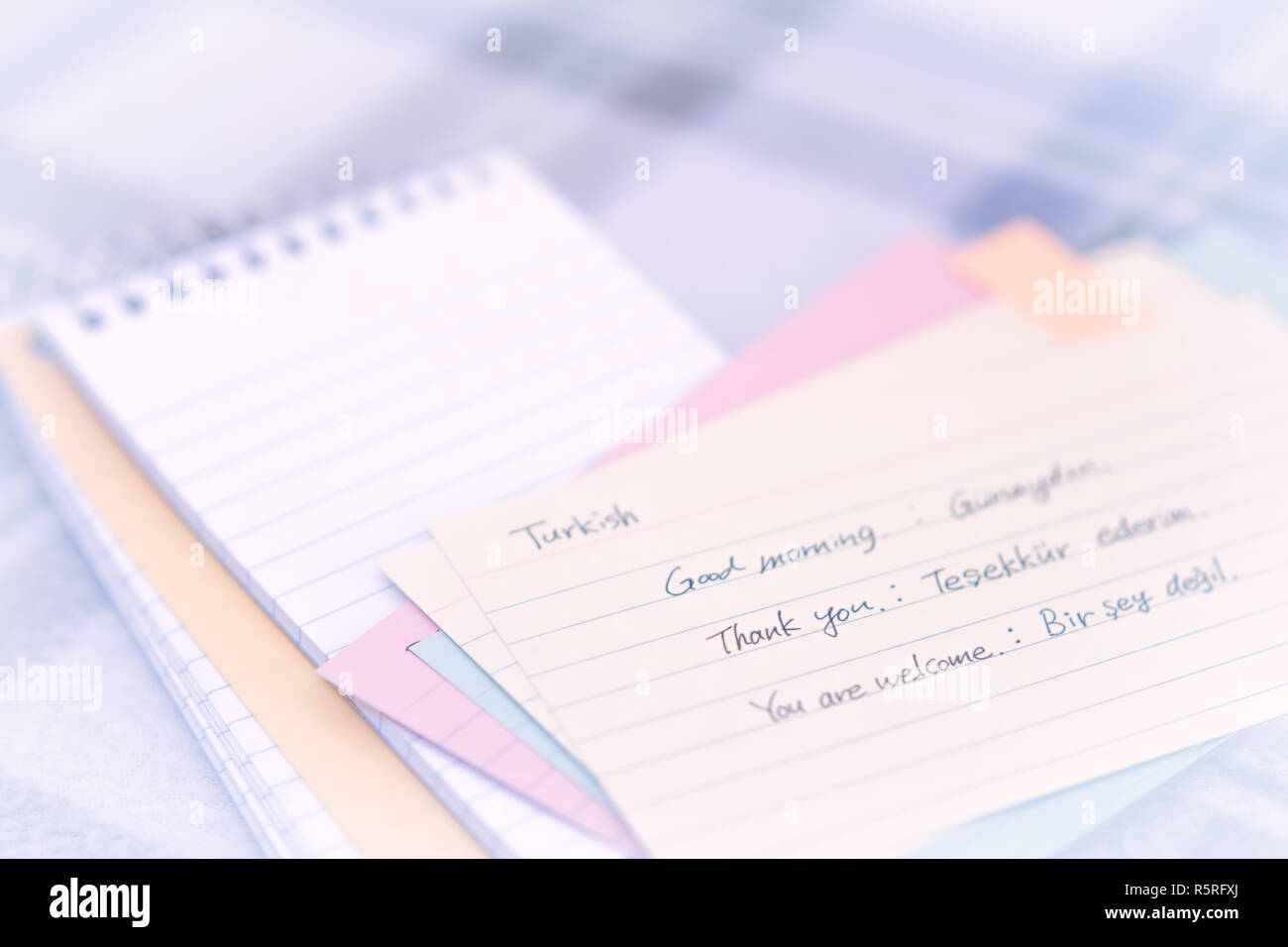 Turkish Learning New Language Writing Greetings on the Notebook Stock ...