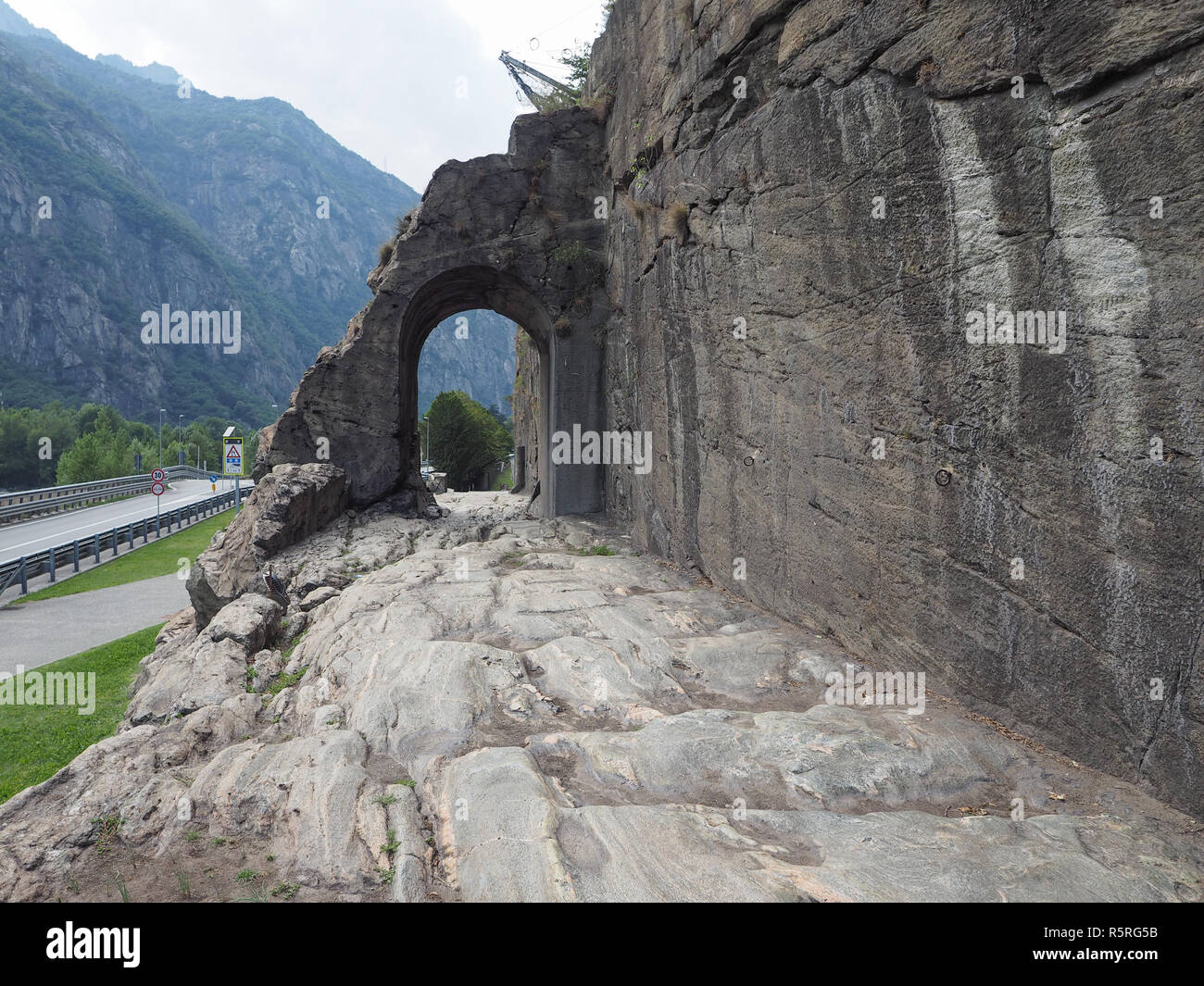 Ancient roman road arch in Donnas Stock Photo - Alamy