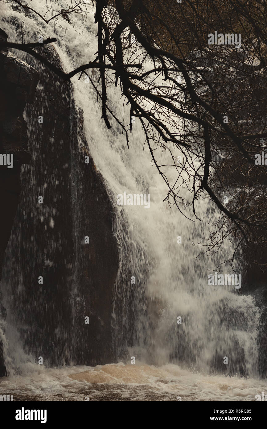 Photo of Waterfall mountain view close up. Mountain river waterfall ...