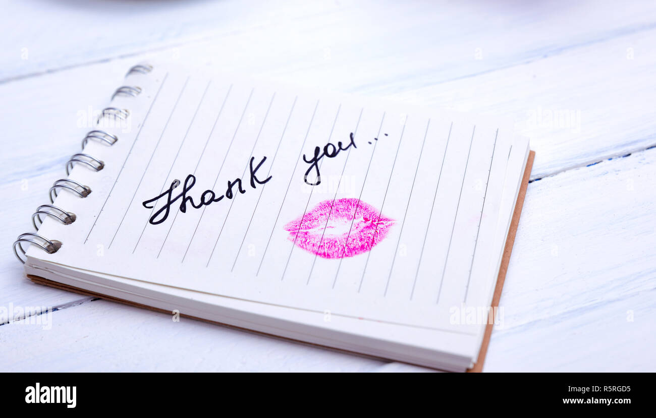 notebook paper with a line with an inscription thank you Stock Photo ...