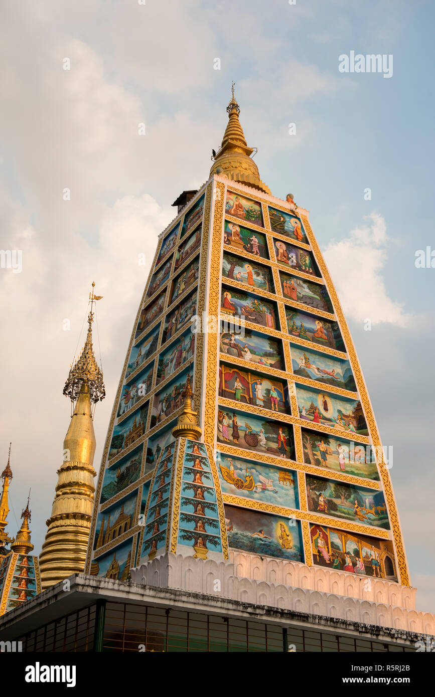 Vertical picture of amazing tower inside Shwedagon Pagoda, located ...