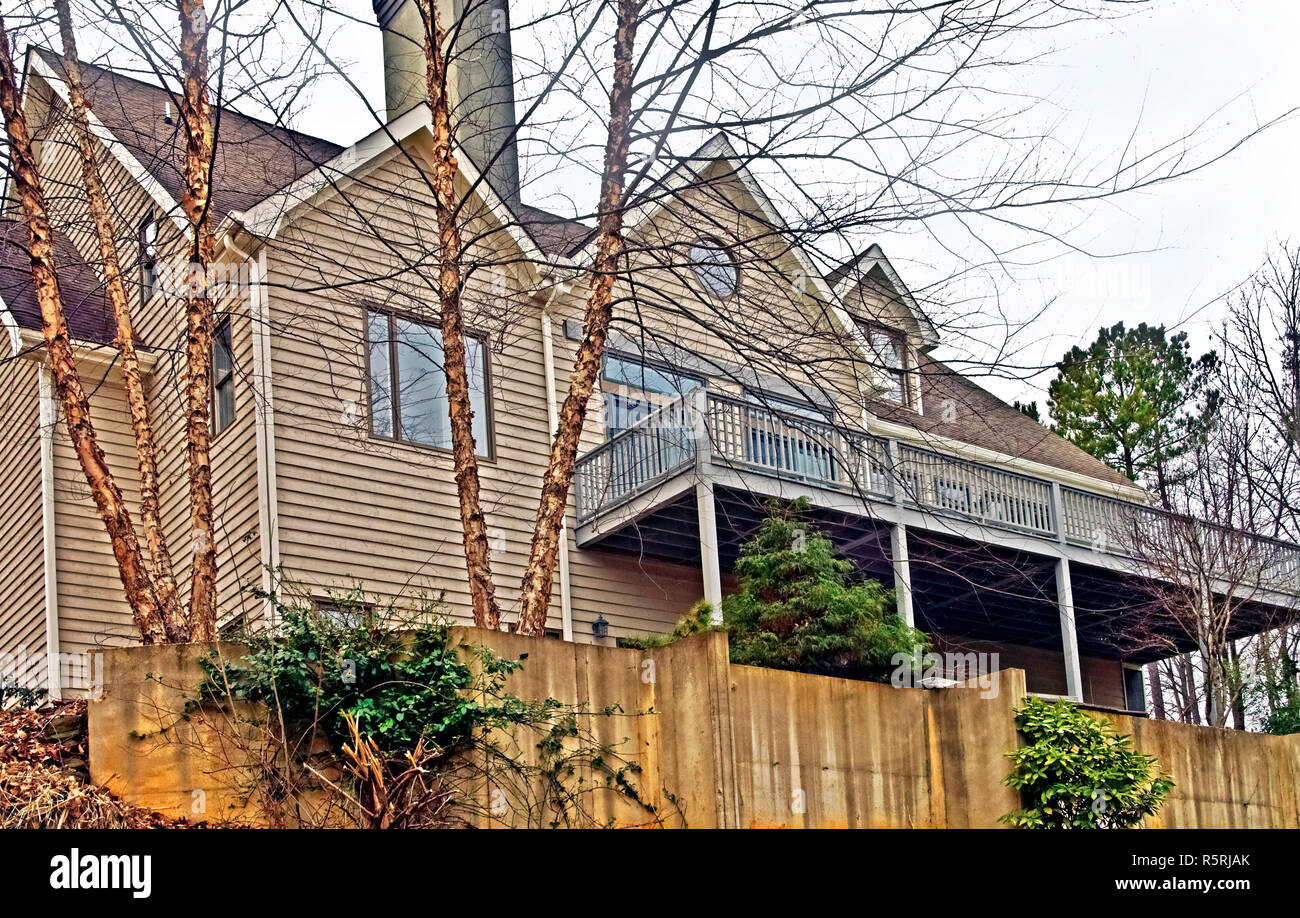 Deck Area on the Back of a Large House Stock Photo - Alamy