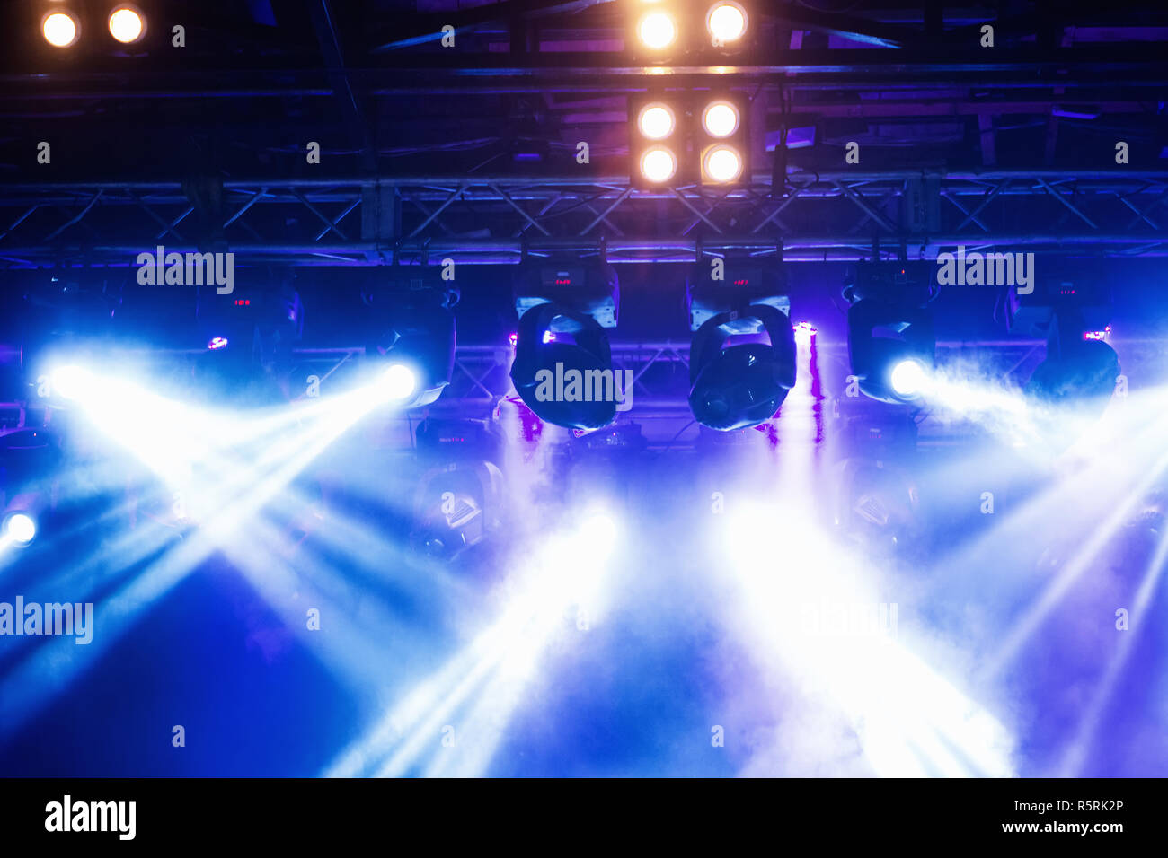 Stage, concert light. Modern spotlights equipment. Beautiful ...
