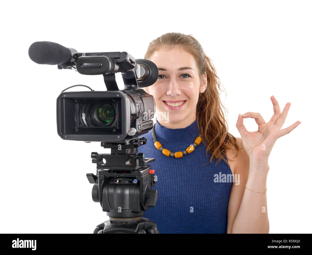 Woman girl filming movie camera hi-res stock photography and images - Alamy