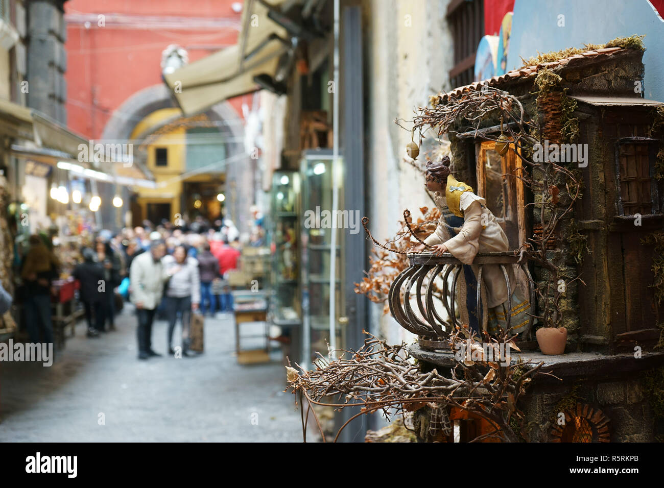 NAPLES, ITALY, view of the 'Christmas Alley' (Via San Gregorio Armeno ...