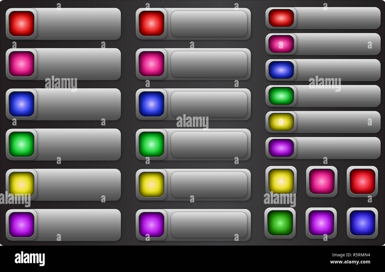 Web button set. Internet empty colorful rectangular buttons Stock Photo ...