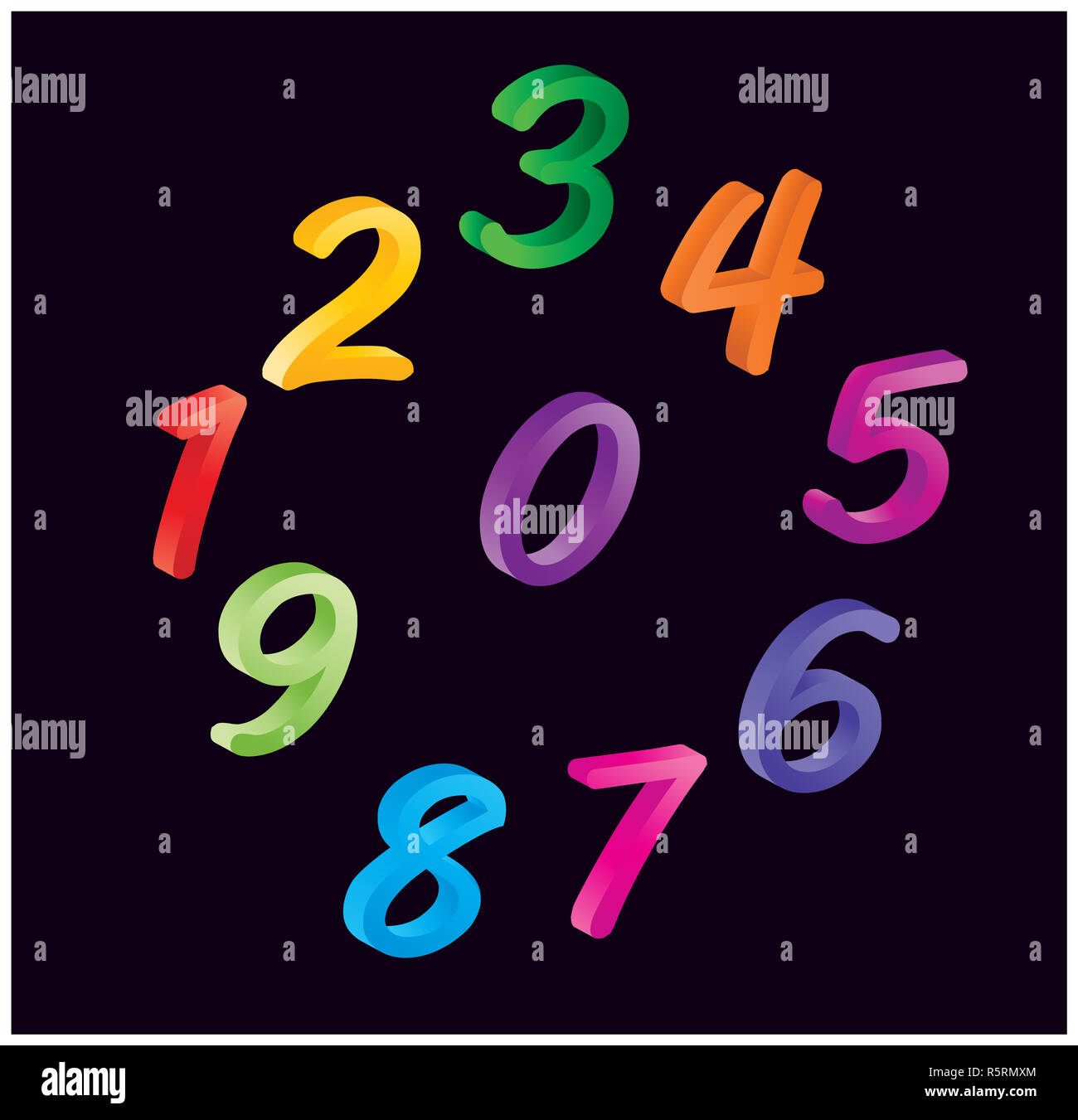 Set of colorful cartoon numbers, digits. Funny and cheerfull ...