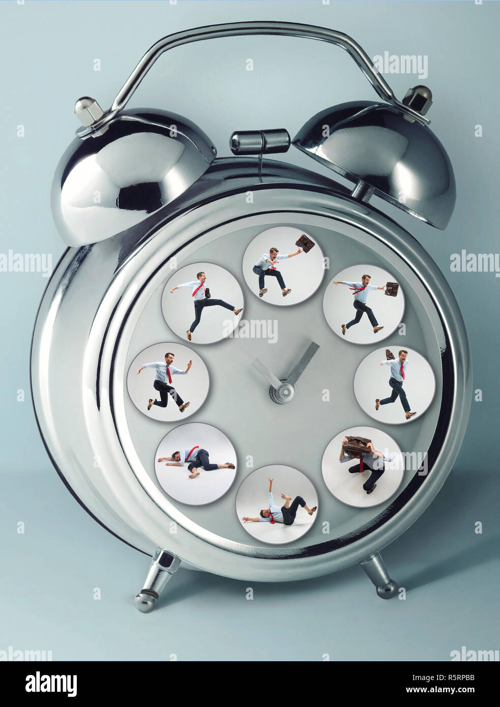 Jumping businessman alarm clock hi-res stock photography and images - Alamy