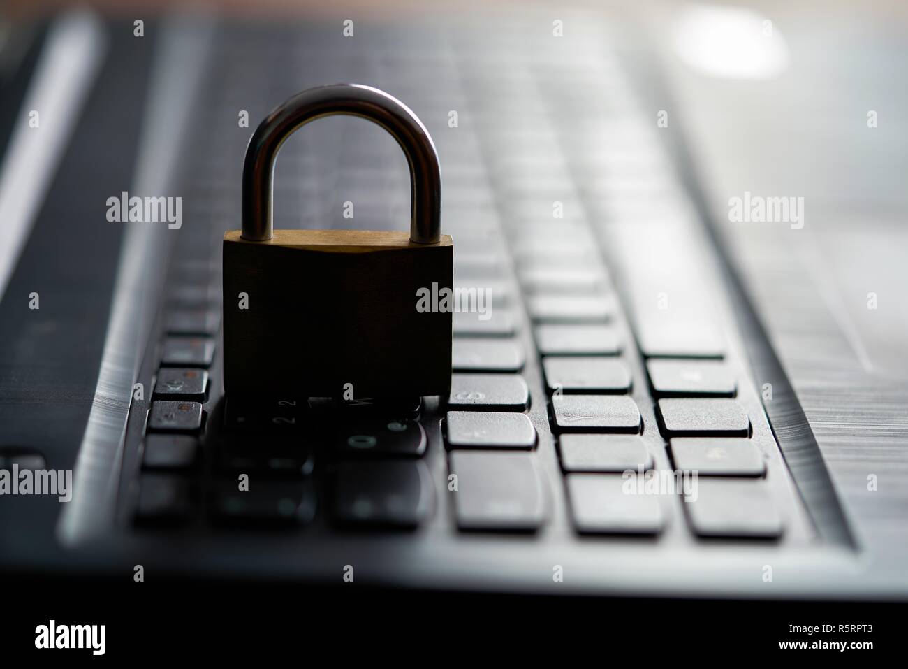 computer keyboard and padlock as a symbol of internet security Stock ...