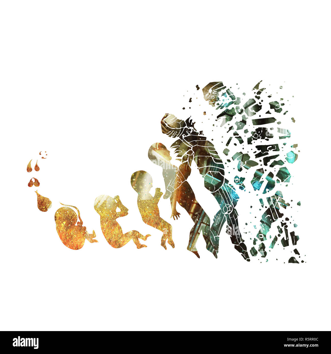 the evolution of humans living in the robot age Stock Photo - Alamy