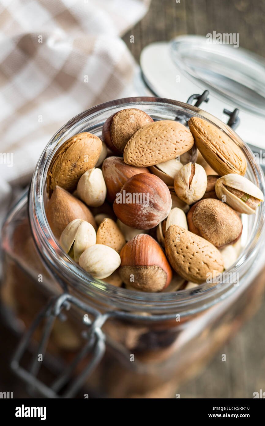 Different types of nuts in the nutshell Stock Photo - Alamy