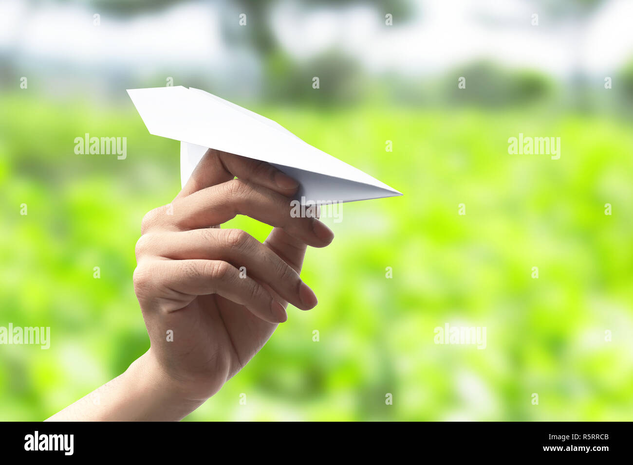 Human hand holding paper plane Stock Photo - Alamy