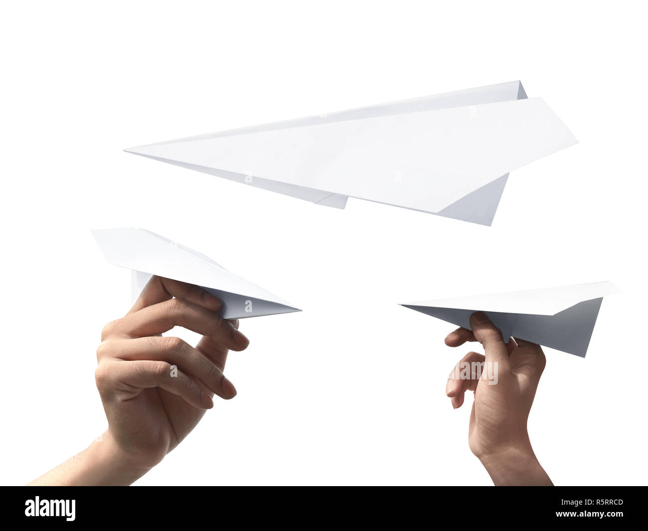 Set of human hand holding paper plane Stock Photo - Alamy