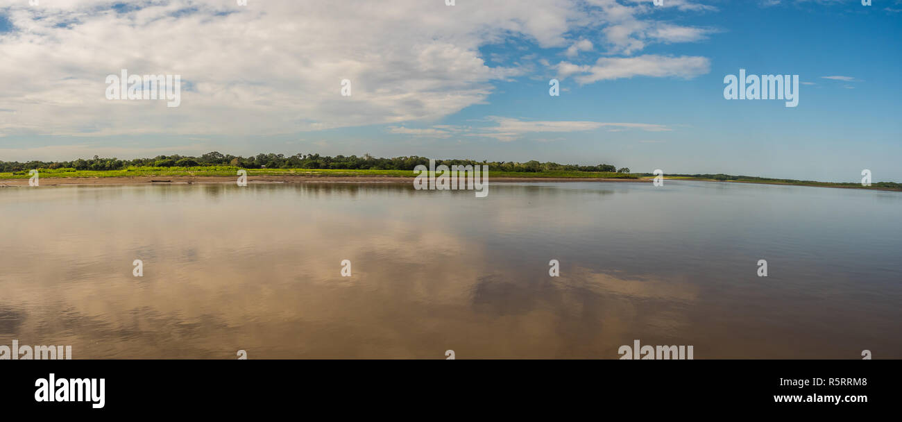 Panoramic view for the Amazon river from the deck of a cargo boat Stock ...