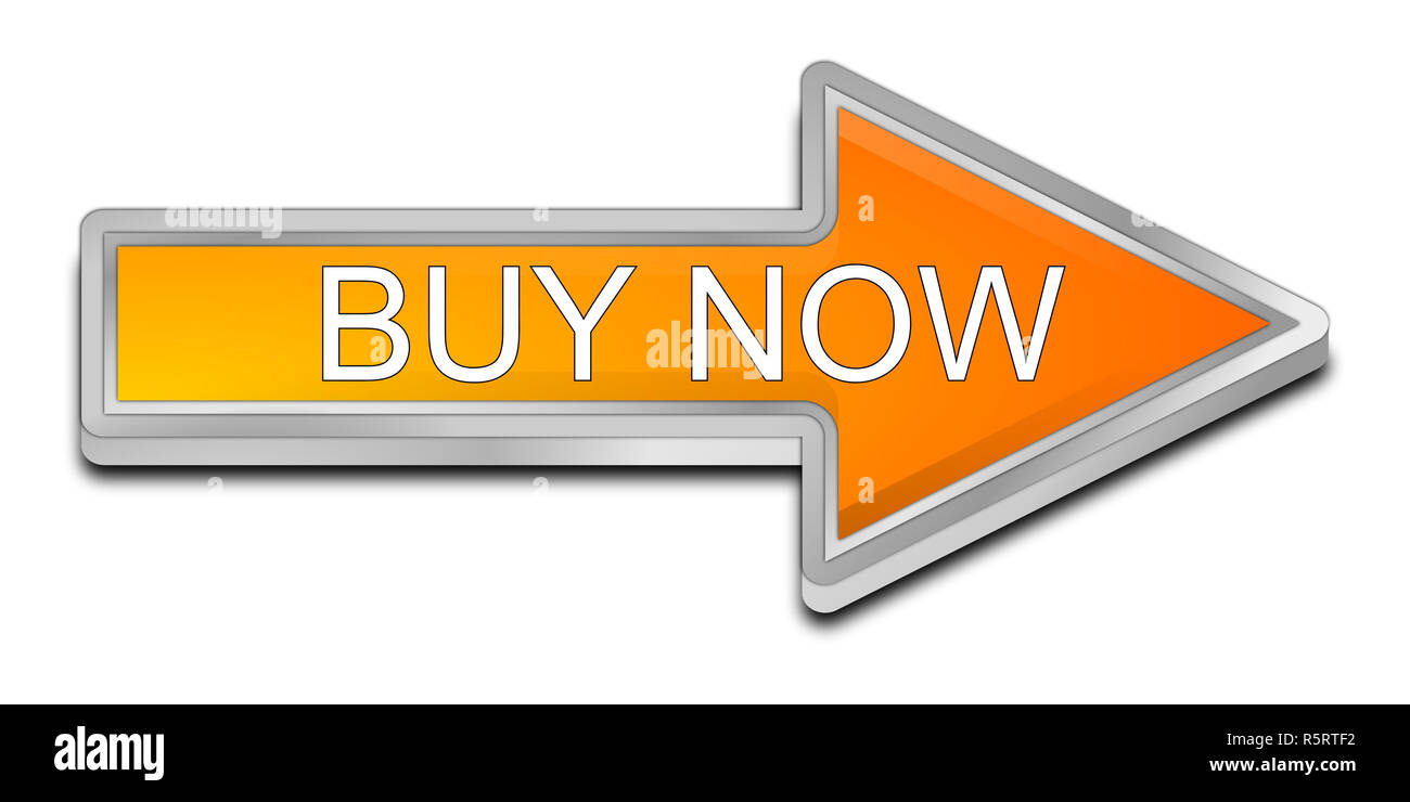 orange Buy now arrow Button - 3D illustration Stock Photo - Alamy