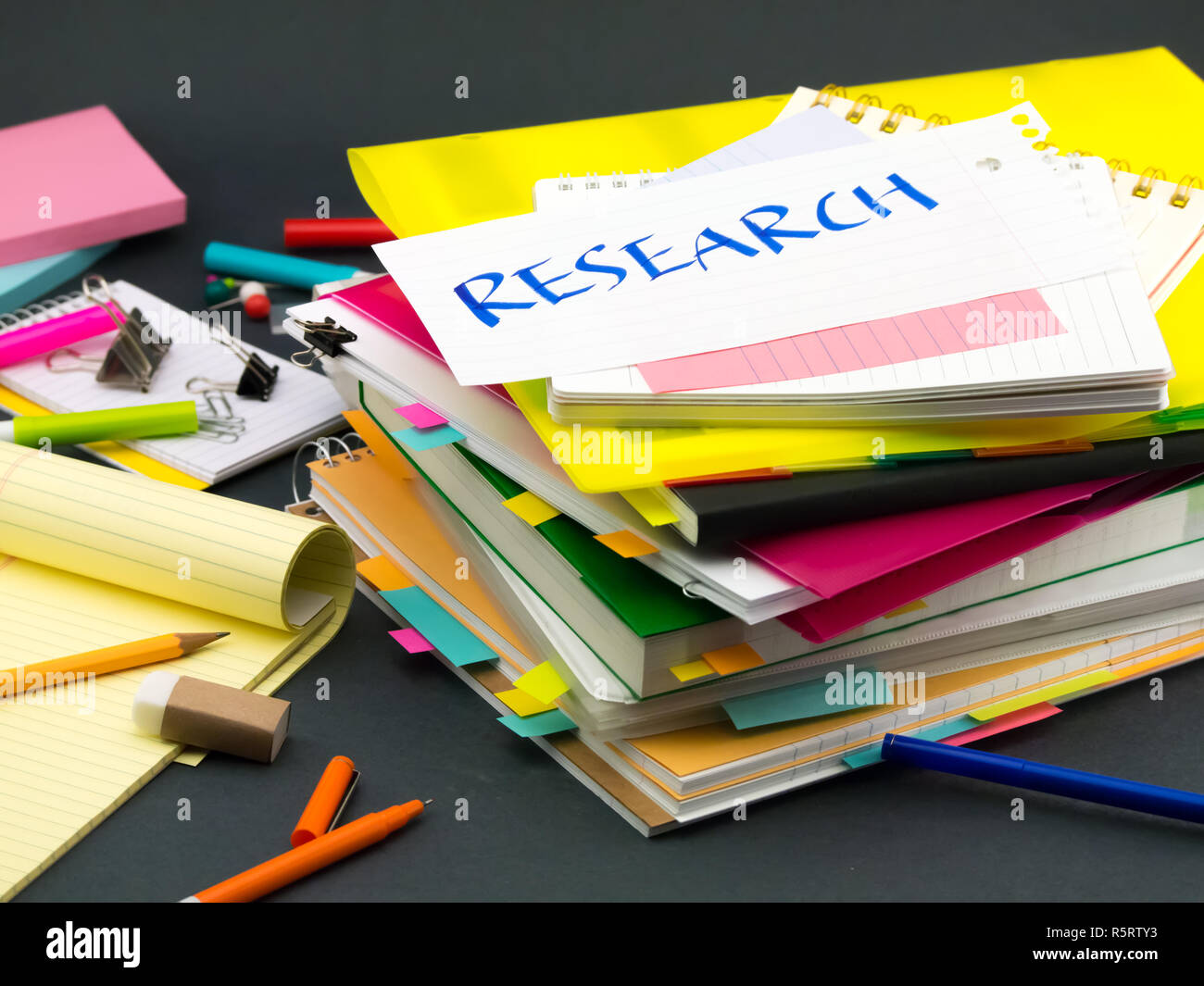The Pile of Business Documents Research Stock Photo - Alamy