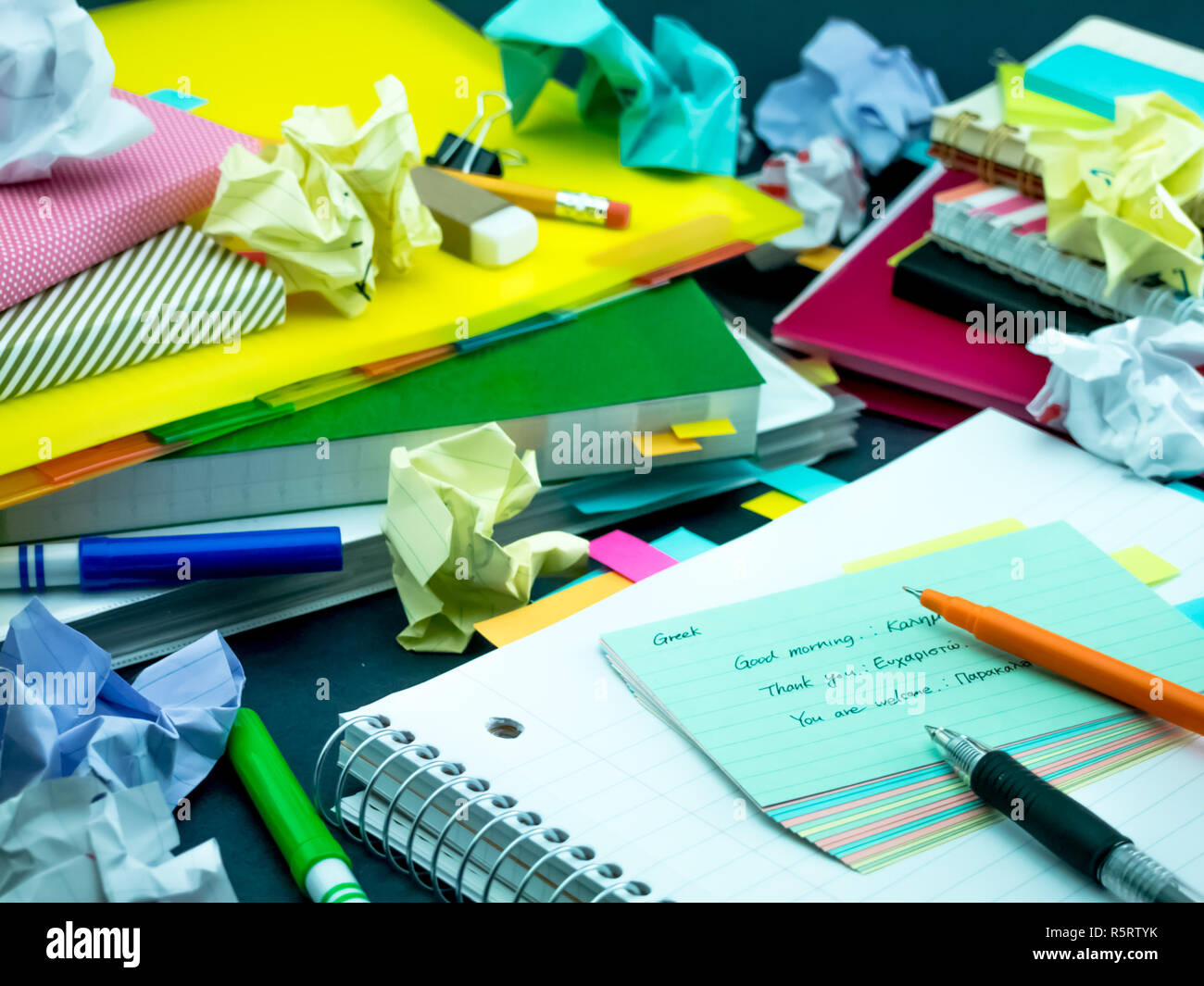 Learning New Language Writing Words Many Times on the Notebook Greek ...