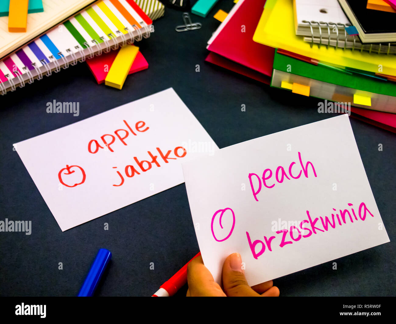 Learning New Language Making Original Flash Cards Polish Stock Photo ...