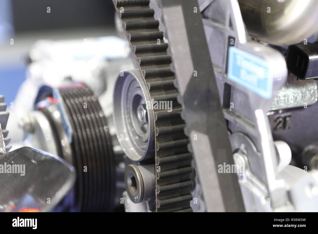 Diesel Engine timing belt ; close up ; rubber part Stock Photo - Alamy