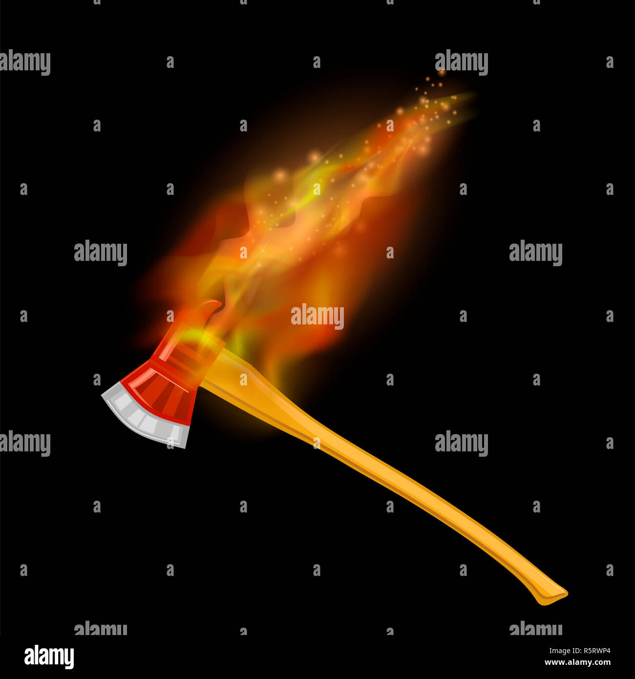 Burning Firefighter Axe Icon with Fire Stock Photo - Alamy