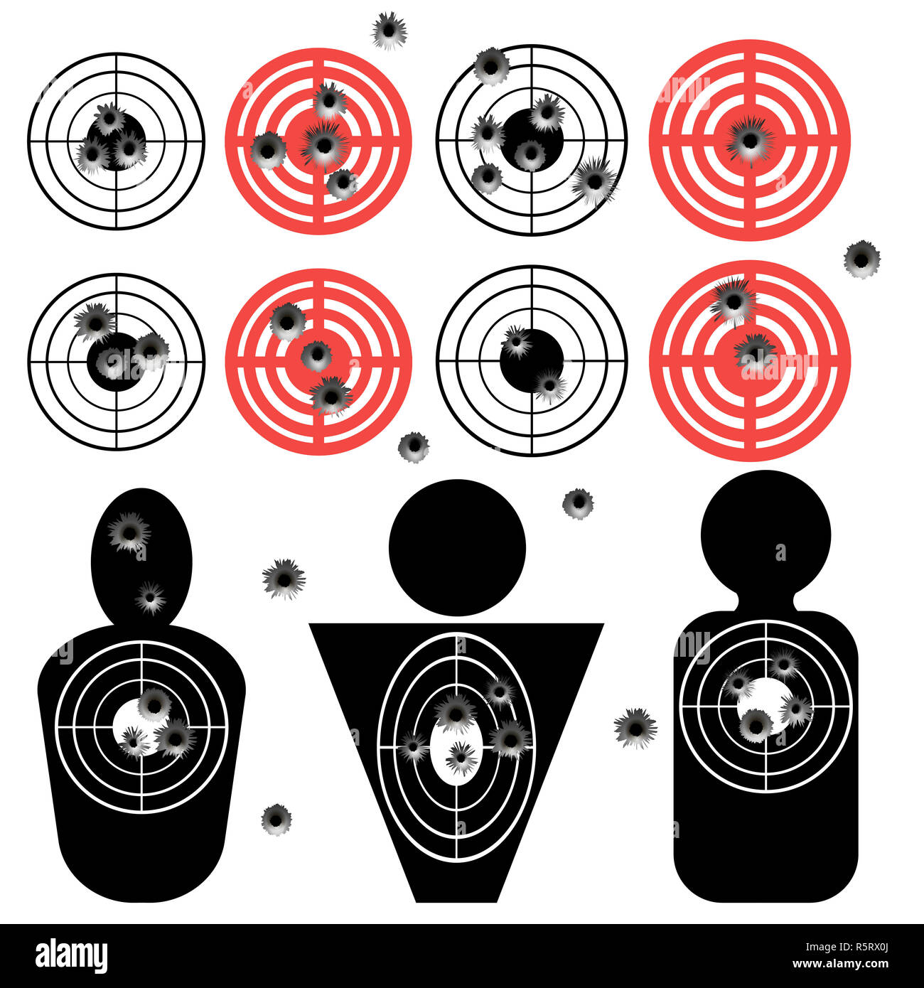 Set of Different Bullet Holes Stock Photo - Alamy