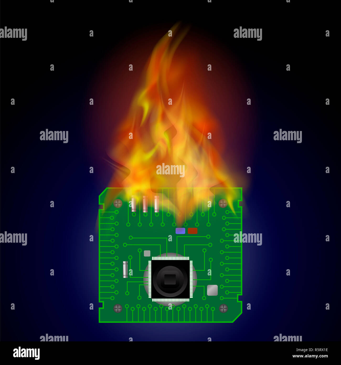 Burning Circuit Board Pattern. High Tech Symbol Stock Photo - Alamy