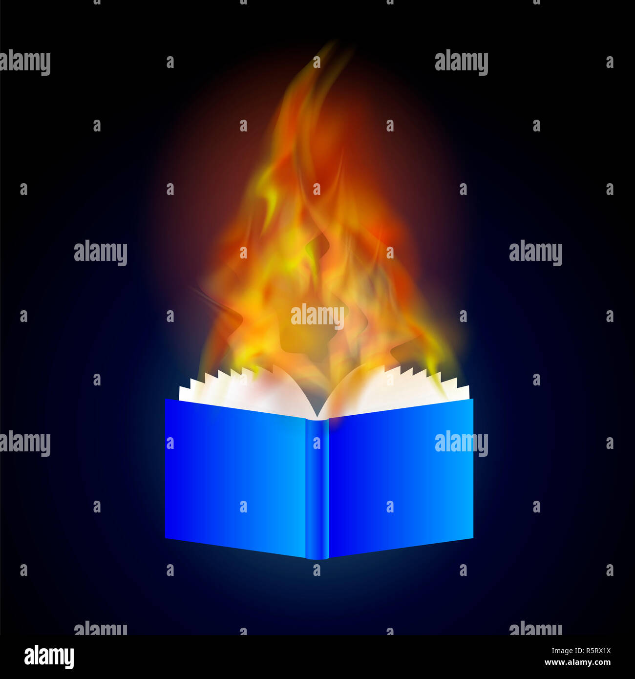 Burning Blue Paper Book with Fire Flame Stock Photo - Alamy
