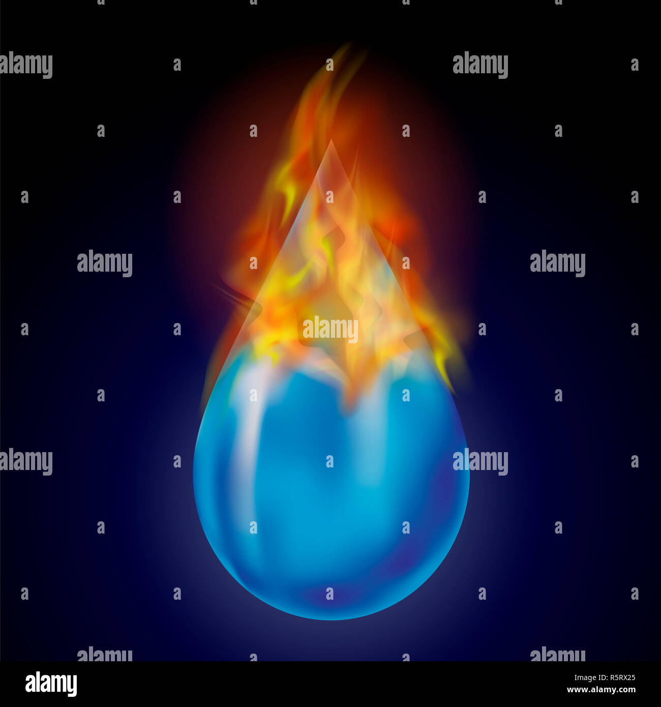Burning Water Drop with Fire Flame Stock Photo - Alamy