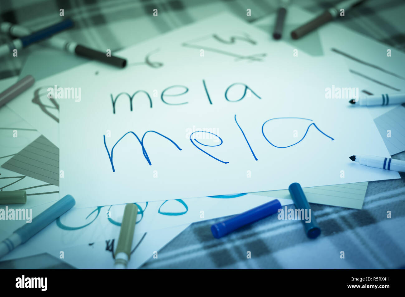 Italian Kids Writing Name of the Fruits for Practice Stock Photo - Alamy