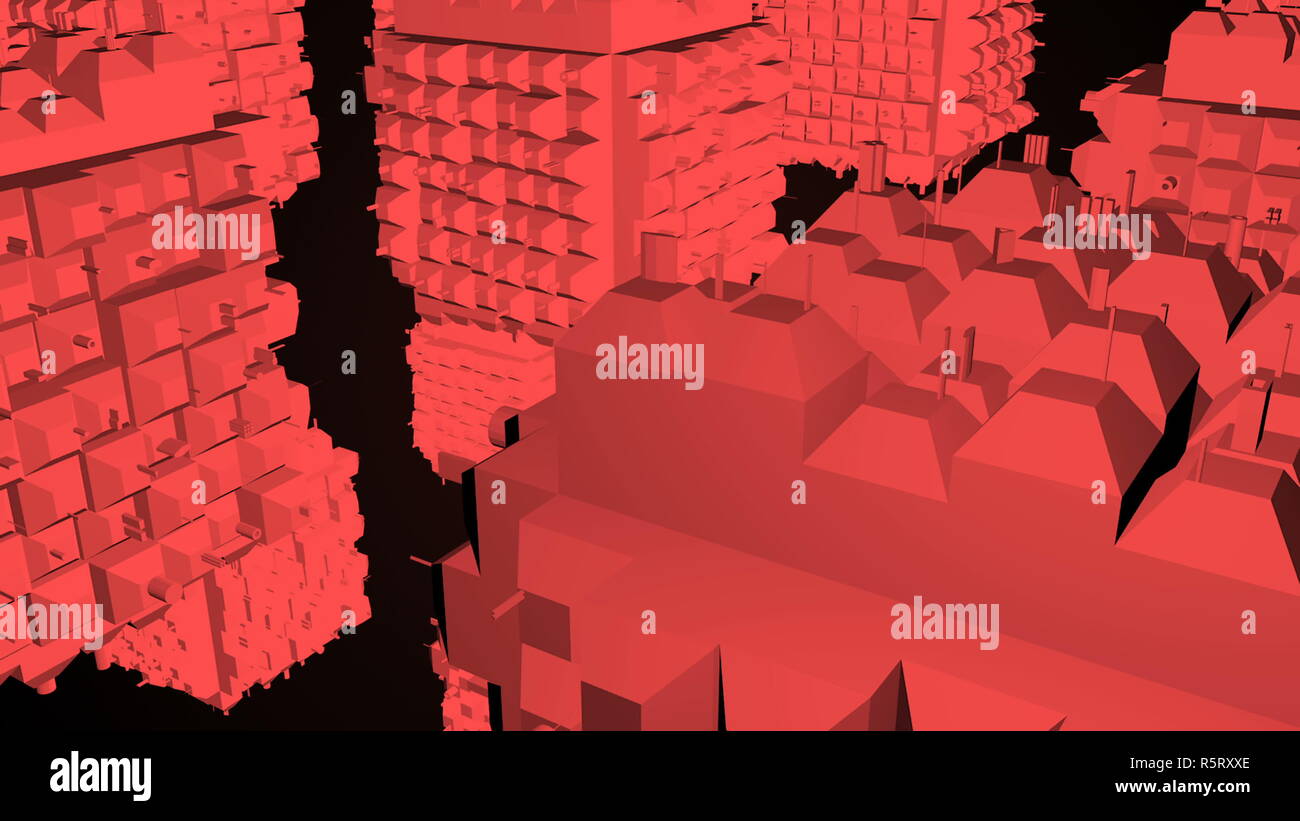 Abstract greeble cubes surface on black background. 3d rendering Stock ...