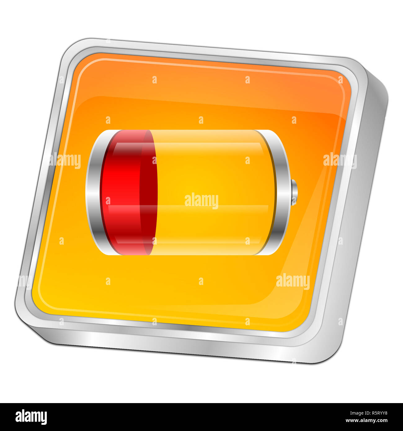 orange red Battery Button - 3D illustration Stock Photo - Alamy