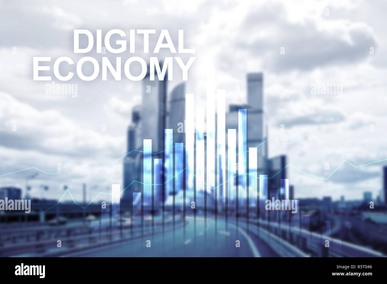 DIgital economy, financial technology concept on blurred background ...