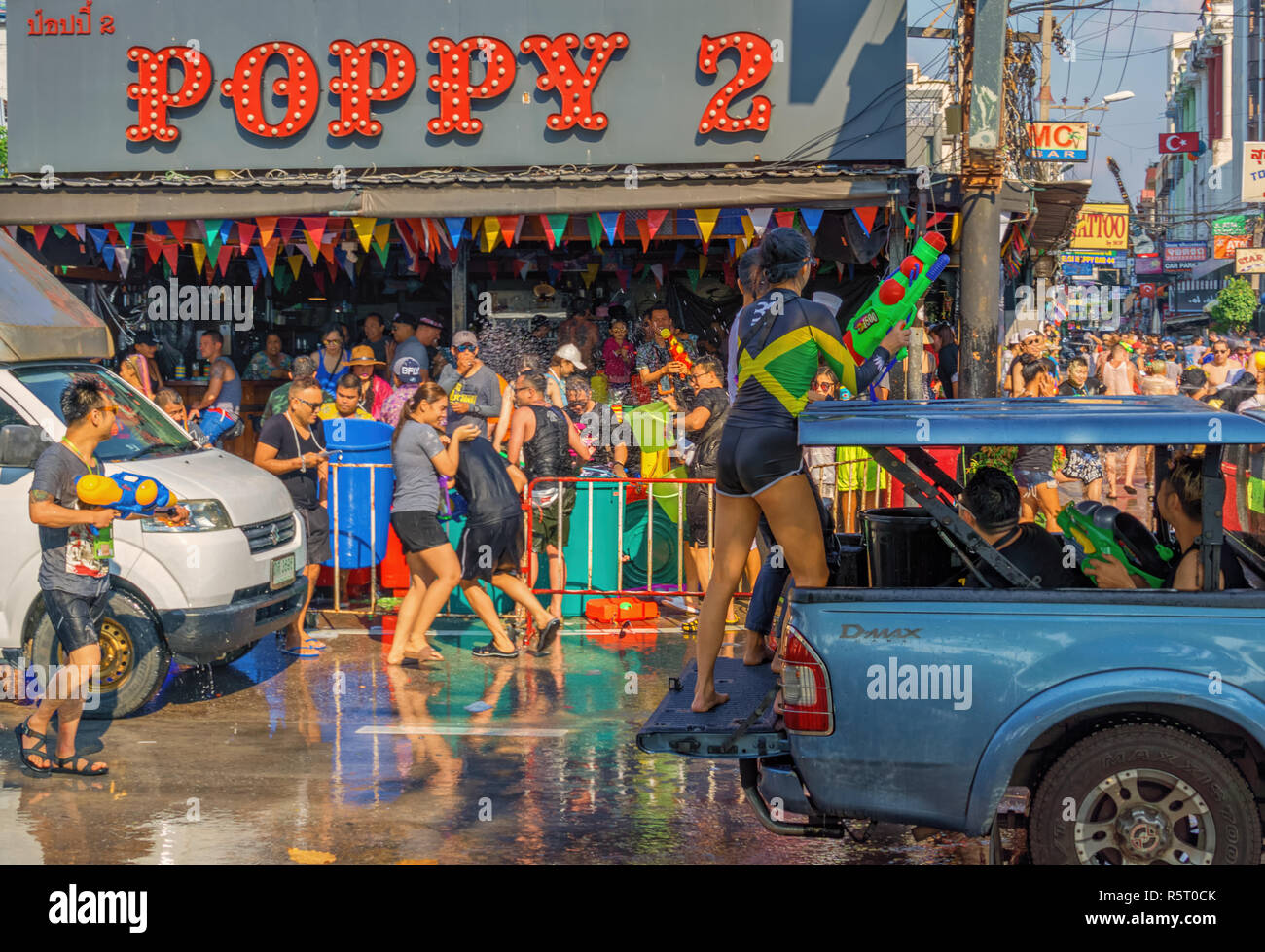 PATTAYA,THAILAND - APRIL 18,2018: Beach Road People celebrated Songkran ...