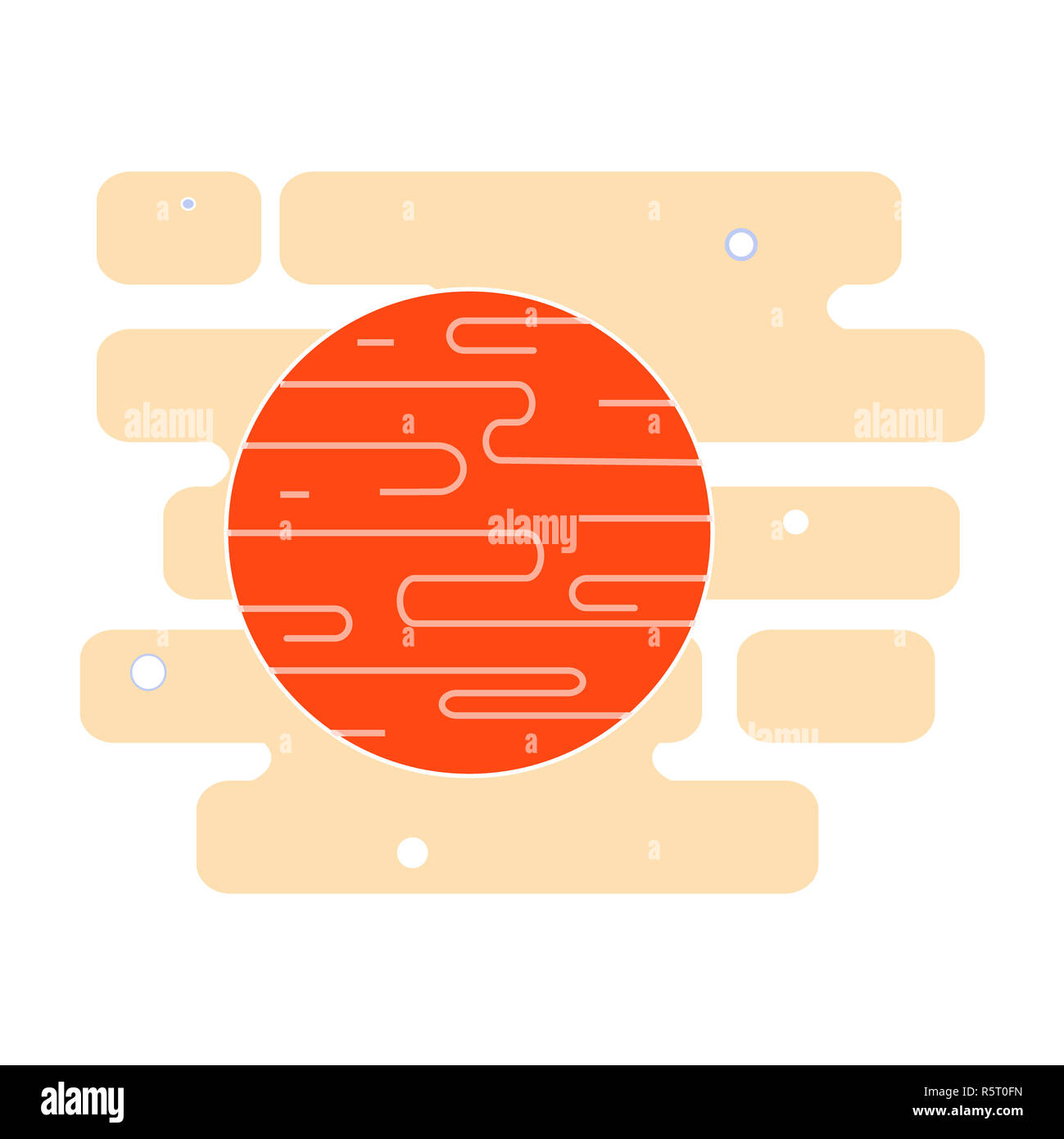 Red planet Mars icon in the space with stars. Vector flat illustration ...