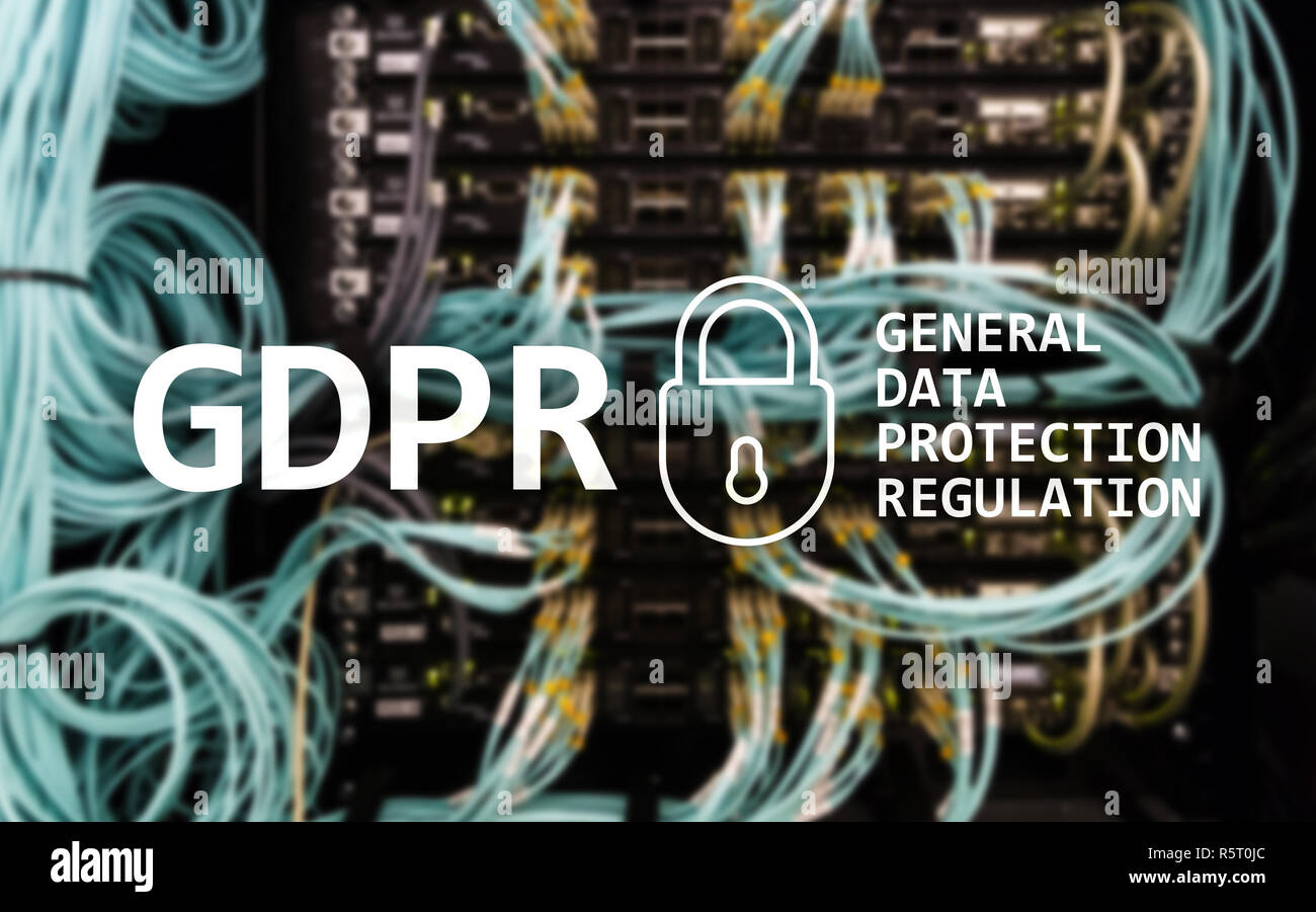 GDPR, General data protection regulation compliance. Server room ...