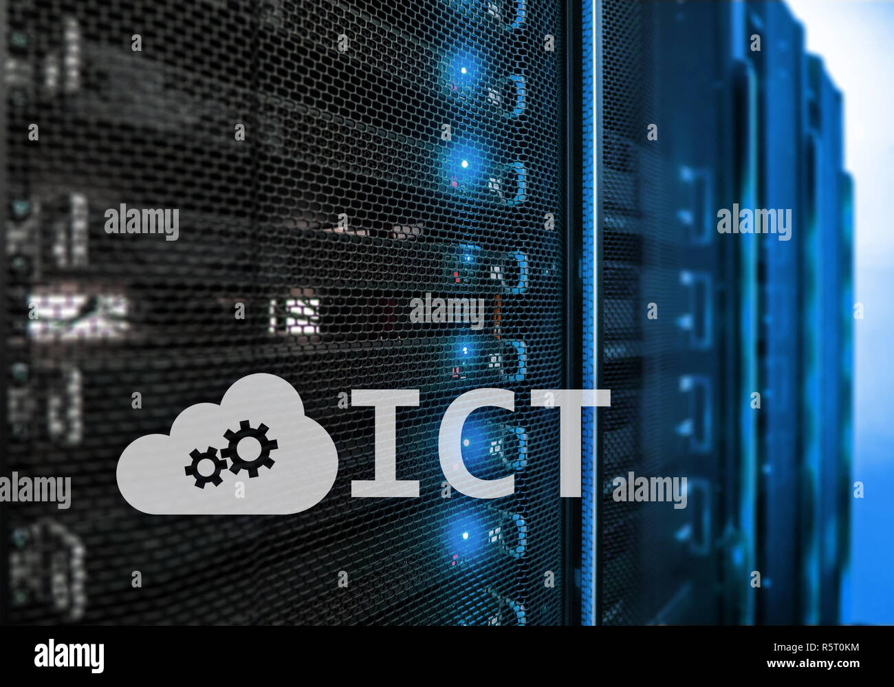 ICT - information and communications technology concept on server room ...