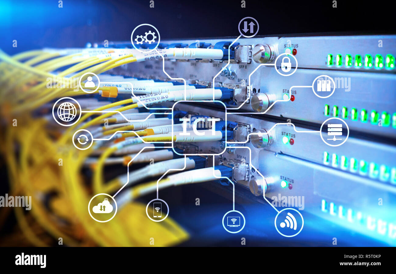 ICT - information and communications technology concept on server room ...