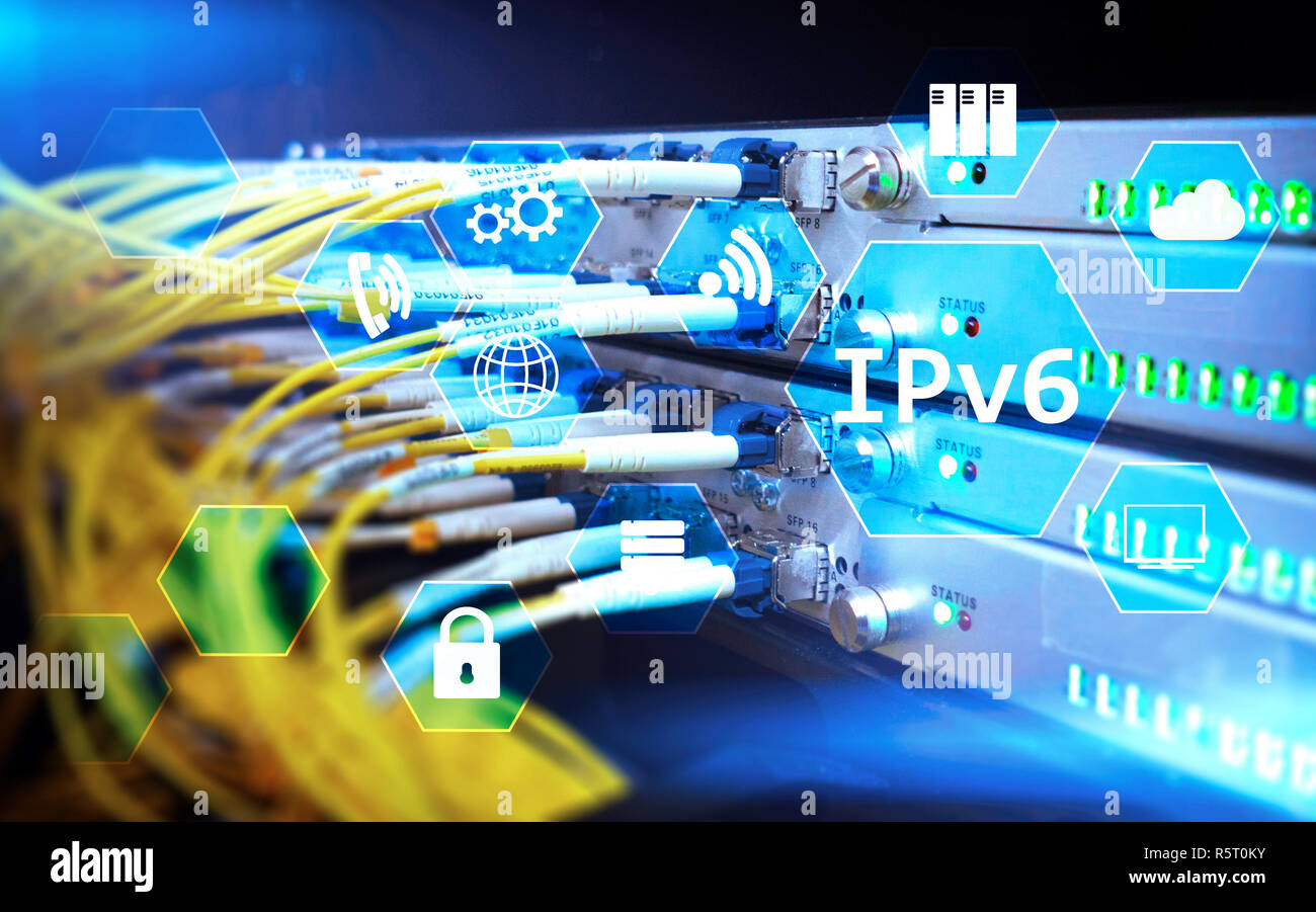 Ipv6 network technology concept on server room background Stock Photo ...