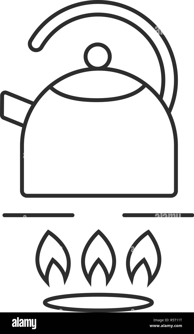 thin line teapot on gas stove Stock Vector Image & Art - Alamy