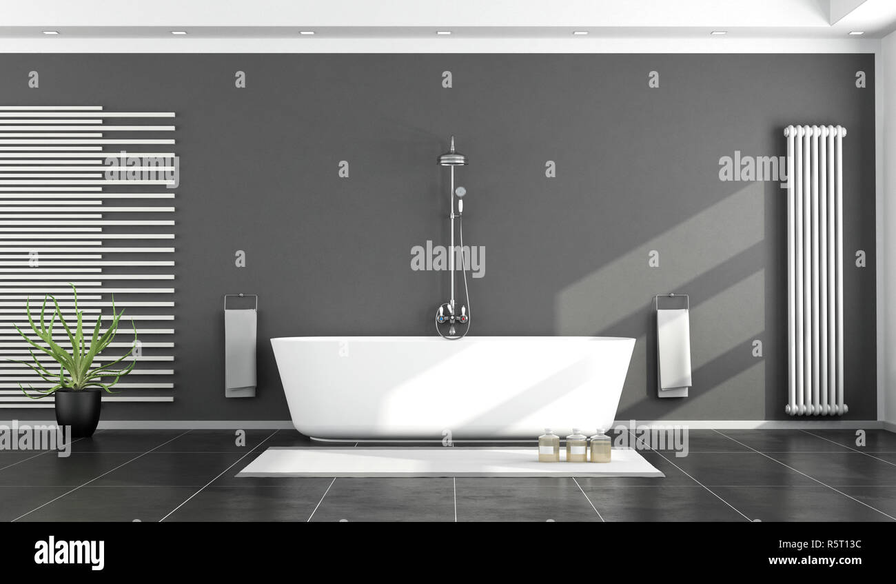 Black and white modern bathroom Stock Photo - Alamy