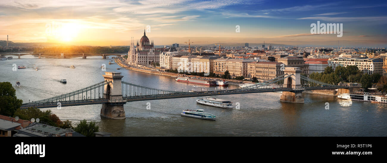 View of Budapest landmarks at beautiful sunset Stock Photo - Alamy