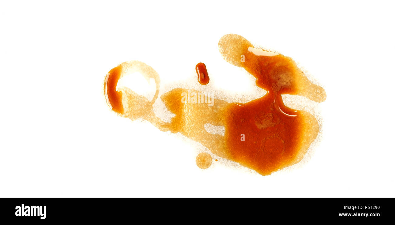 pool or puddle of espresso coffee on white background Stock Photo - Alamy