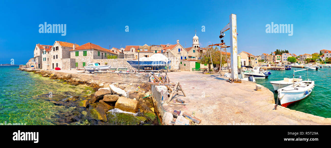 Island of Prvic harbor panorama in Sepurine Stock Photo - Alamy