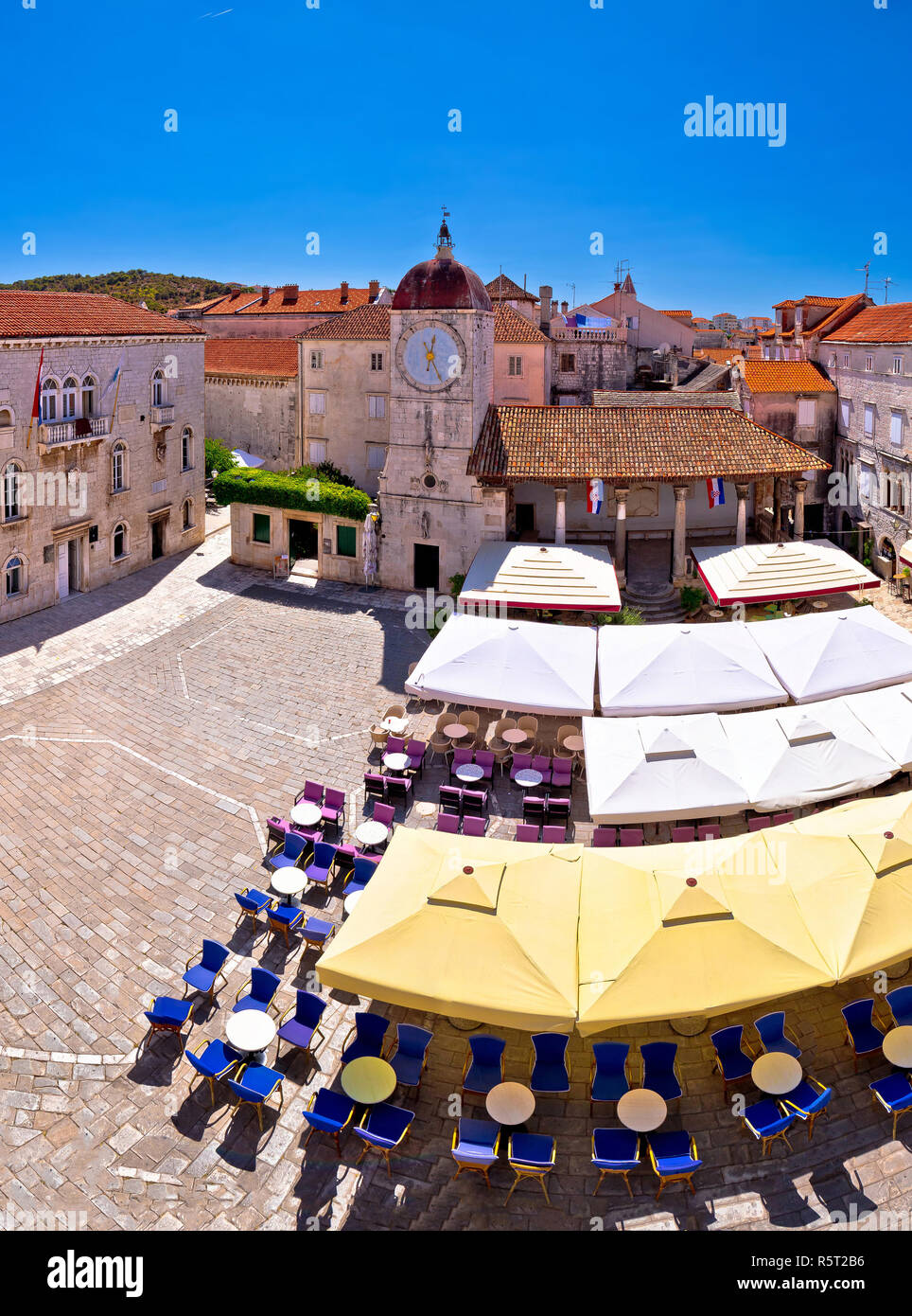 UNESCO Town of Trogir main square panoramic view Stock Photo - Alamy