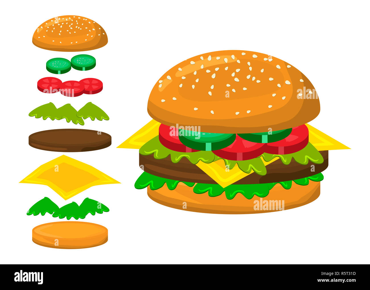 hamburger parts vector symbol icon design Stock Photo - Alamy